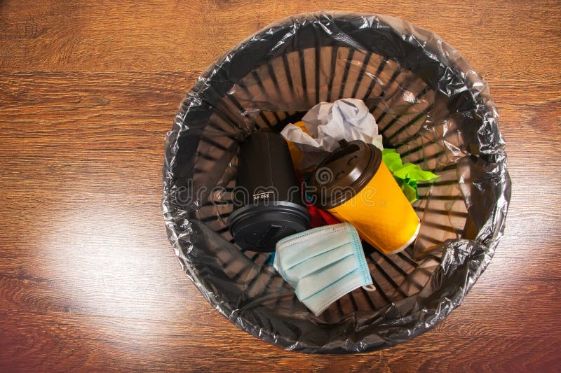 Recycle Bin Filled with Trash. Top View Stock Image - Image of white ...