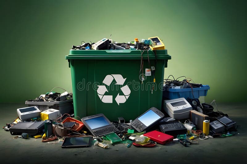 A Recycle Bin Full of E Waste As a Concept of E Waste Management Stock ...