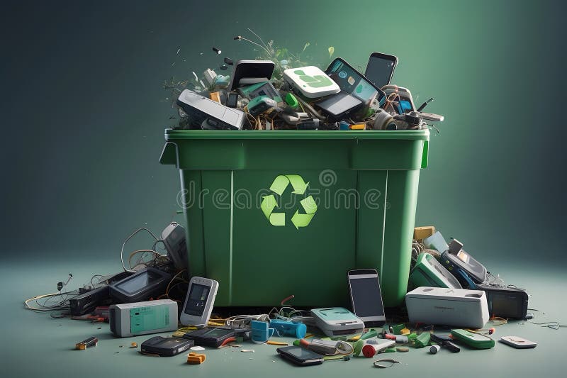 A Recycle Bin Full of E Waste As a Concept of E Waste Management Stock ...