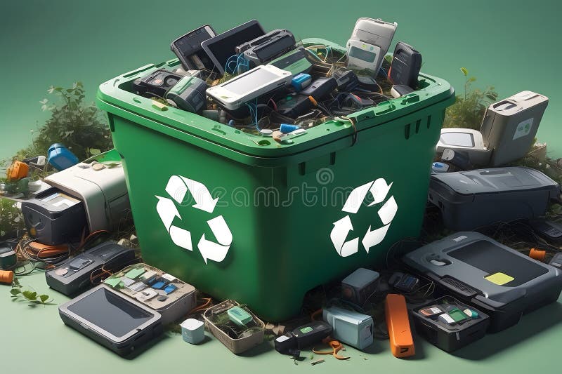 A Recycle Bin Full of E Waste As a Concept of E Waste Management Stock ...