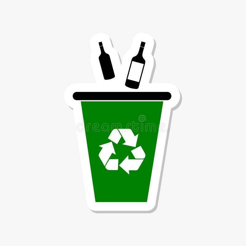 Recycle Bin for Glass with Recycle Sign Sticker Stock Vector ...