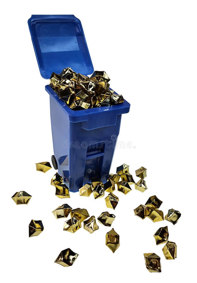 Recycle Bin and gold stock image. Image of dispose, nuggets - 268462217