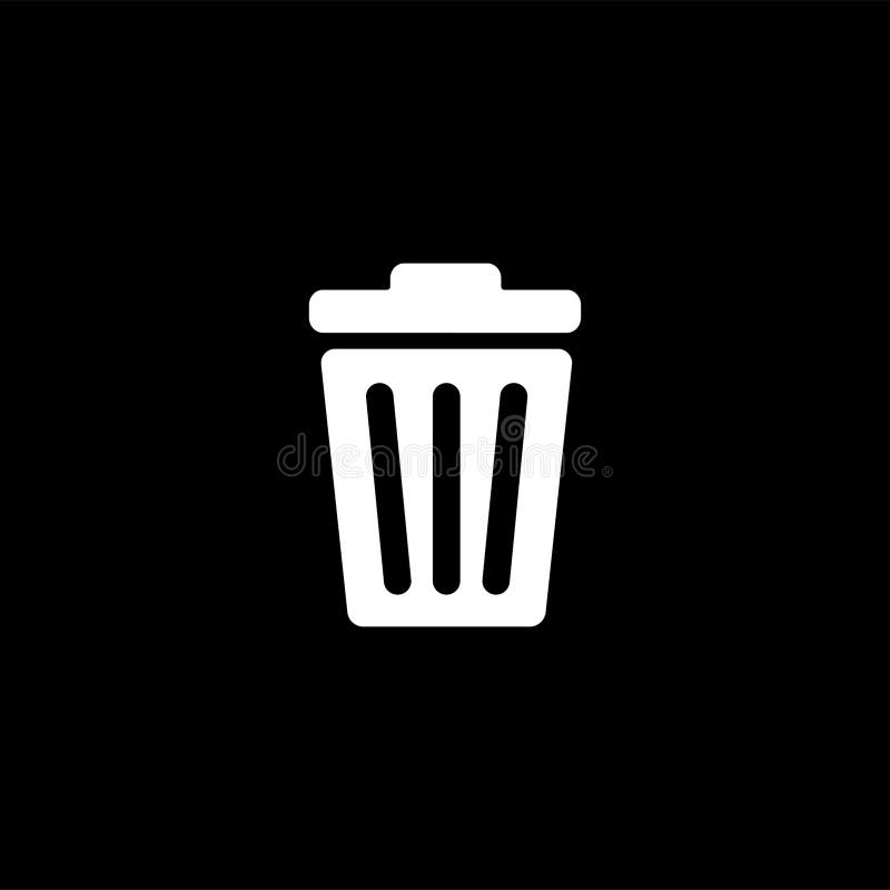 Recycle Bin Icon on Black Background. Black Flat Style Vector ...