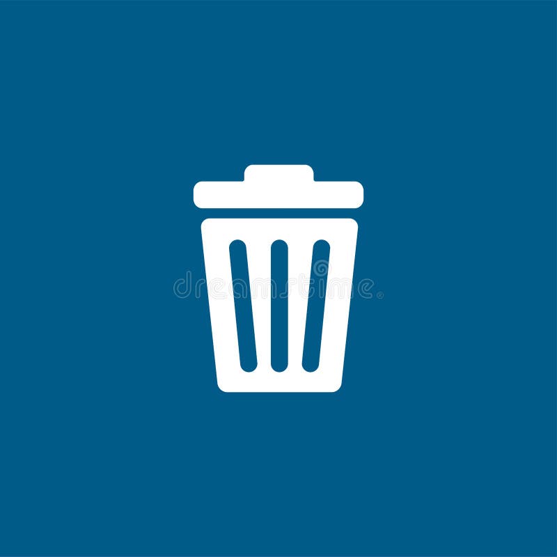Recycle Bin Icon on Blue Background. Blue Flat Style Vector ...