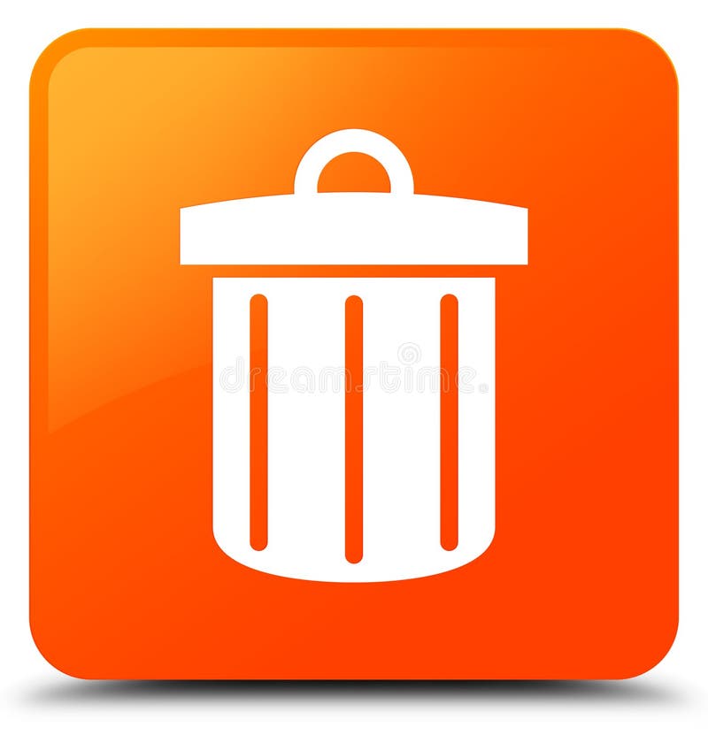 Recycle Bin Icon Orange Square Button Stock Illustration - Illustration ...