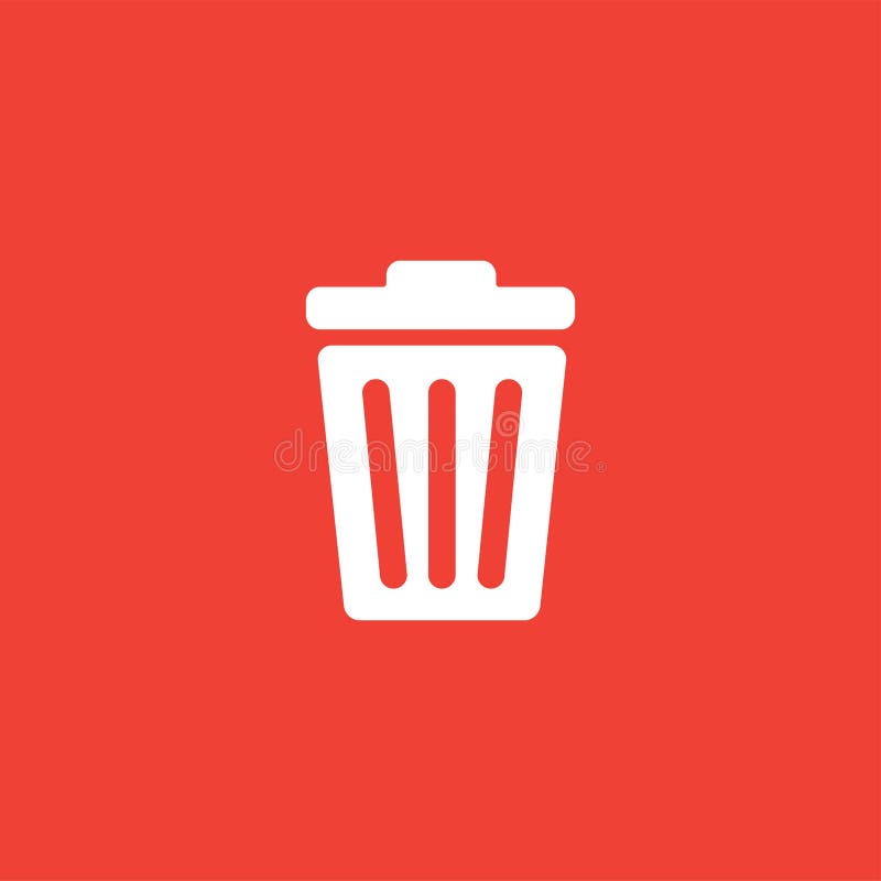 Recycle Bin Icon on Red Background. Red Flat Style Vector Illustration ...