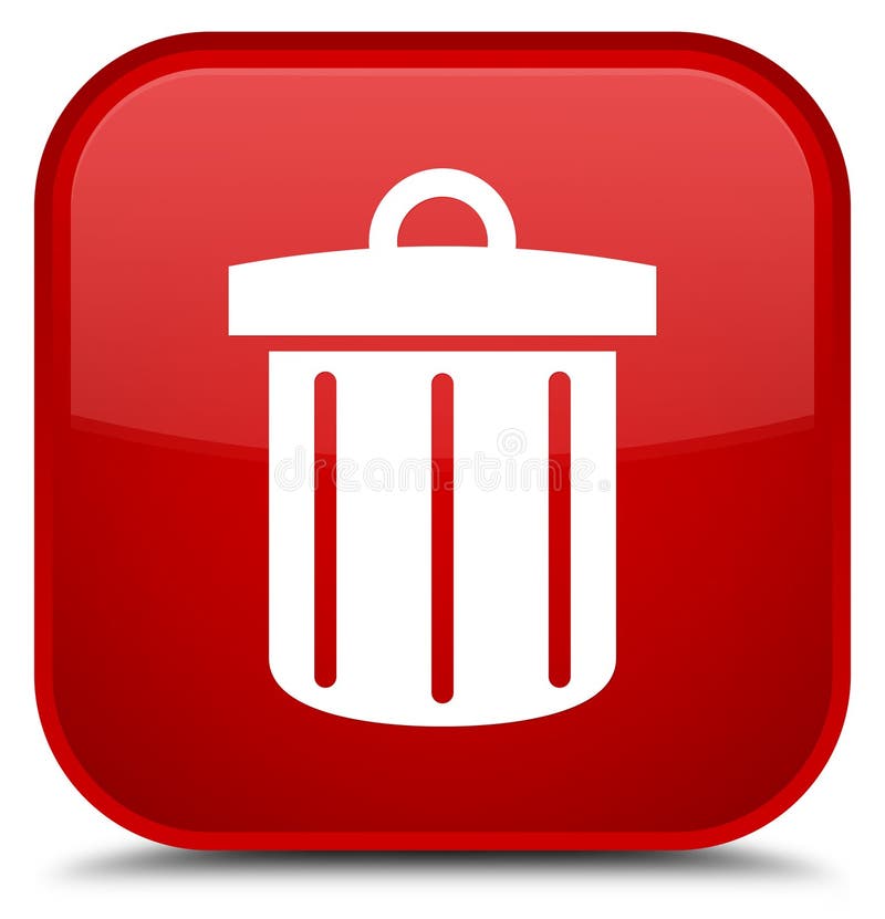 Recycle Bin Icon Special Red Square Button Stock Illustration ...