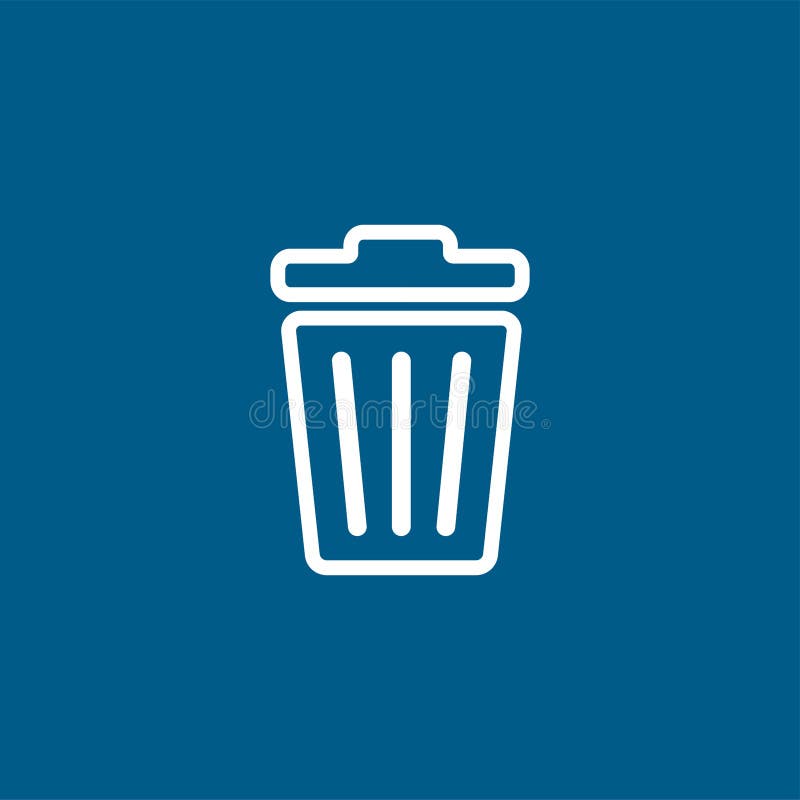 Recycle Bin Icon on Blue Background. Blue Flat Style Vector ...