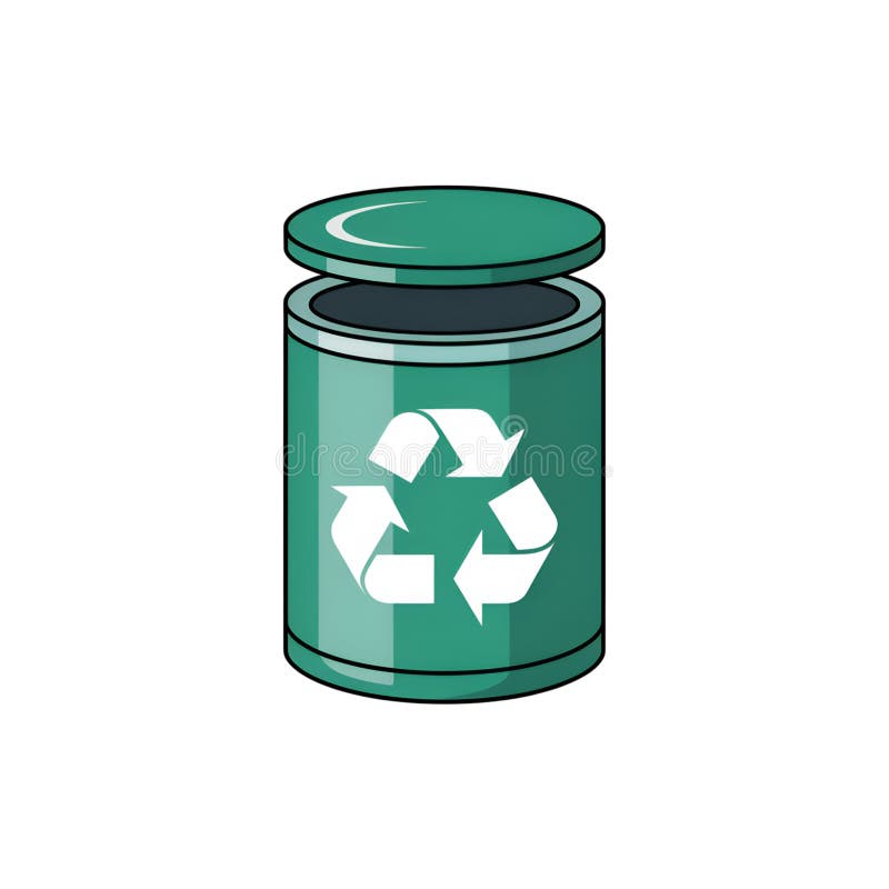 Recycle Bin with Open Lid and Recycling Symbol on the Side, Isolated on ...