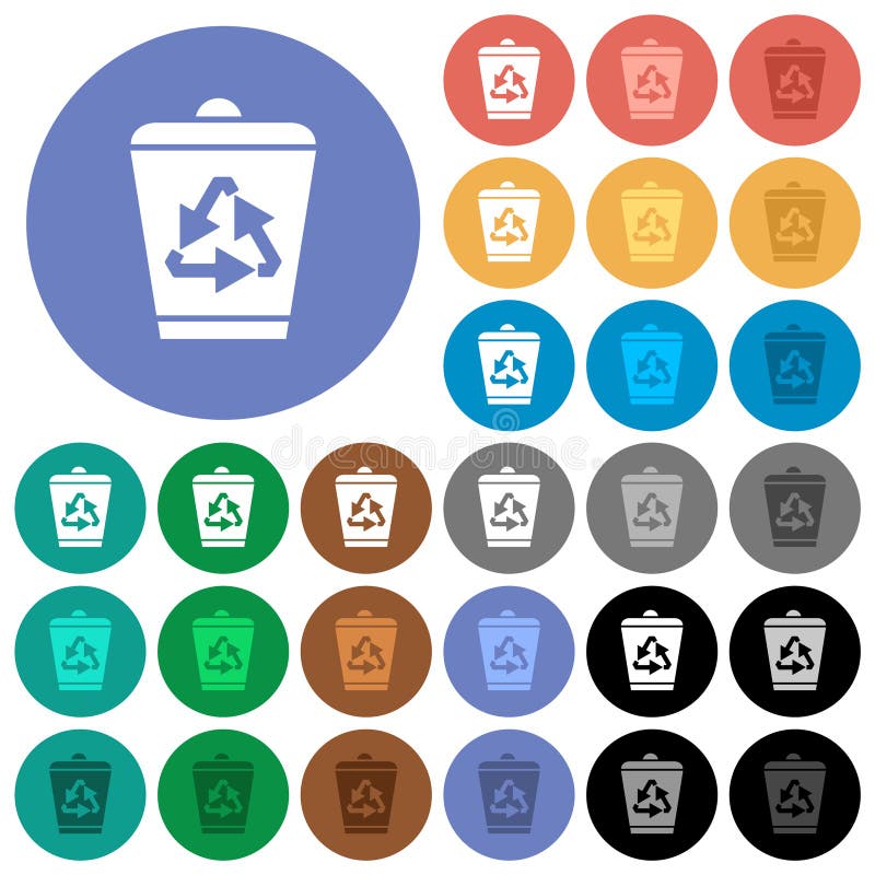 Recycle Bin Round Flat Multi Colored Icons Stock Vector - Illustration ...