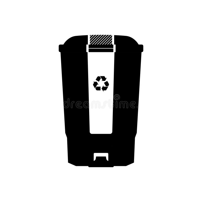 Recycle Bin Silhouette. Black and White Icon Design Elements on ...