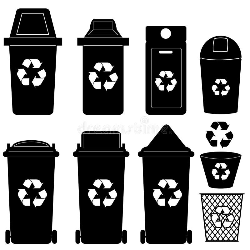 Recycle Bin Silhouette Vector Stock Vector - Illustration of green ...
