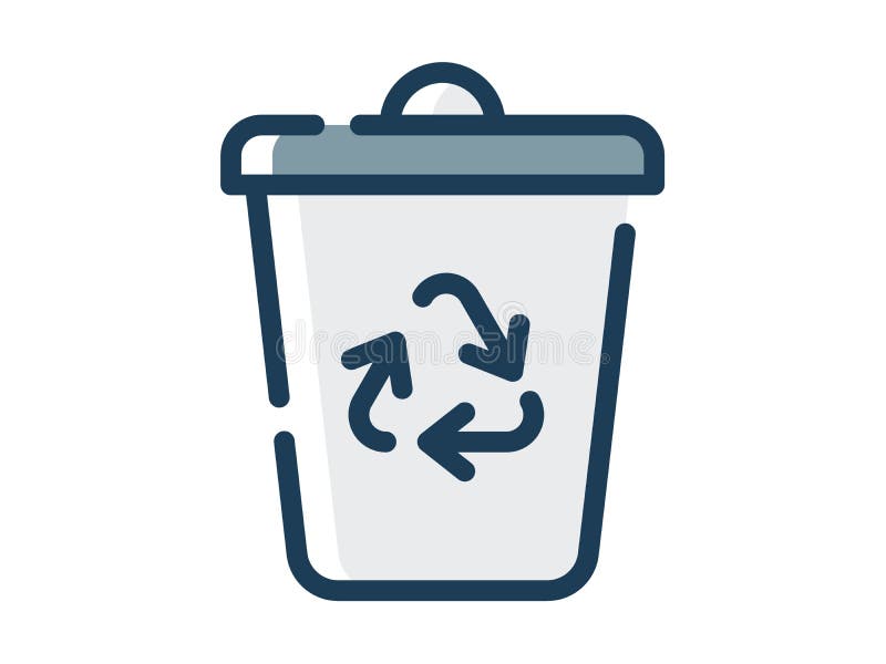 Recycle Bin Trash Waste Recycling Garbage Single Isolated Icon with ...