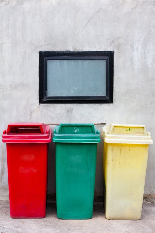 Recycle bin on wall stock image. Image of cover, disposal - 24711111