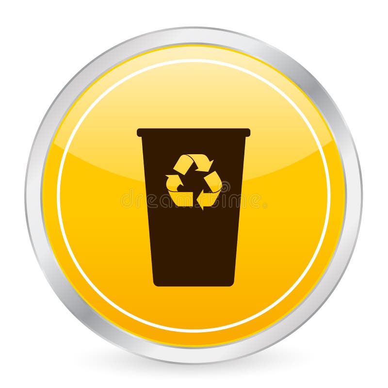 Recycle Bin Yellow Circle Icon Stock Vector - Illustration of site ...