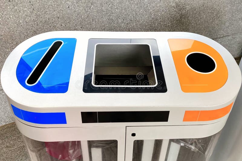 Recycle Bins in the Bus Stop Stock Photo - Image of plastic, dustbin ...