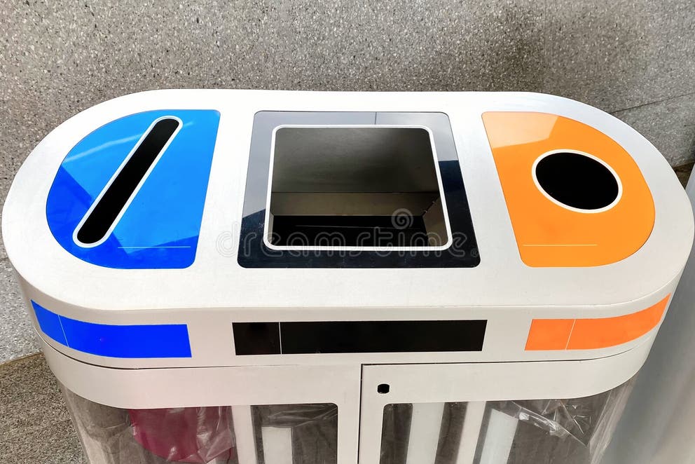 Recycle Bins in the Bus Stop Stock Photo - Image of plastic, dustbin ...