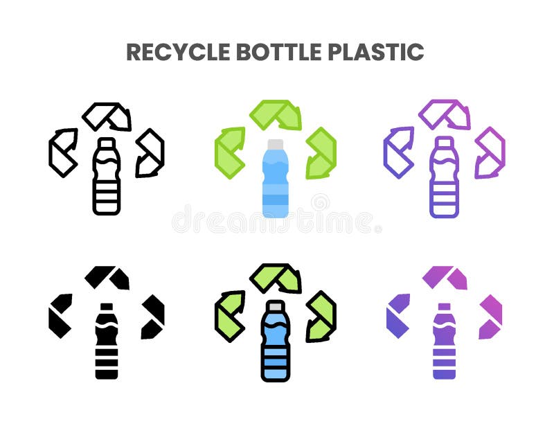 Recycle Bottle Plastic Icons Different Styles. Stock Vector ...