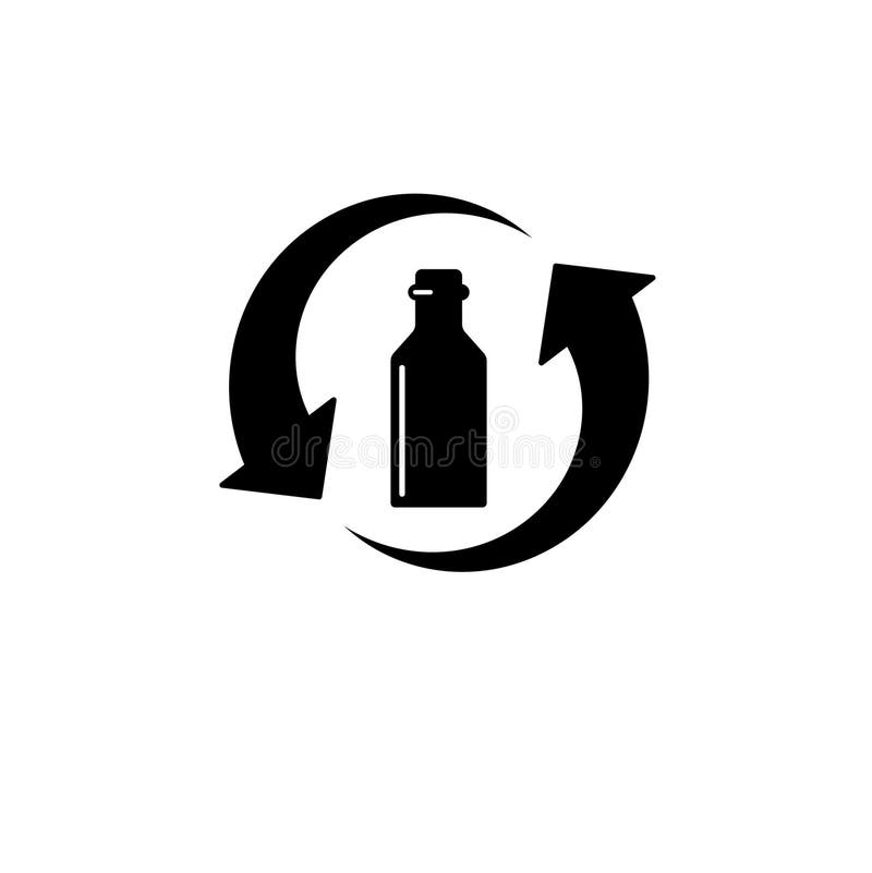 Recycle Bottle, Reuse Bottles Solid Flat Vector Icon Isolated on White ...