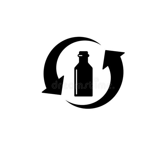 Recycle Bottle, Reuse Bottles Solid Flat Vector Icon Isolated on White ...