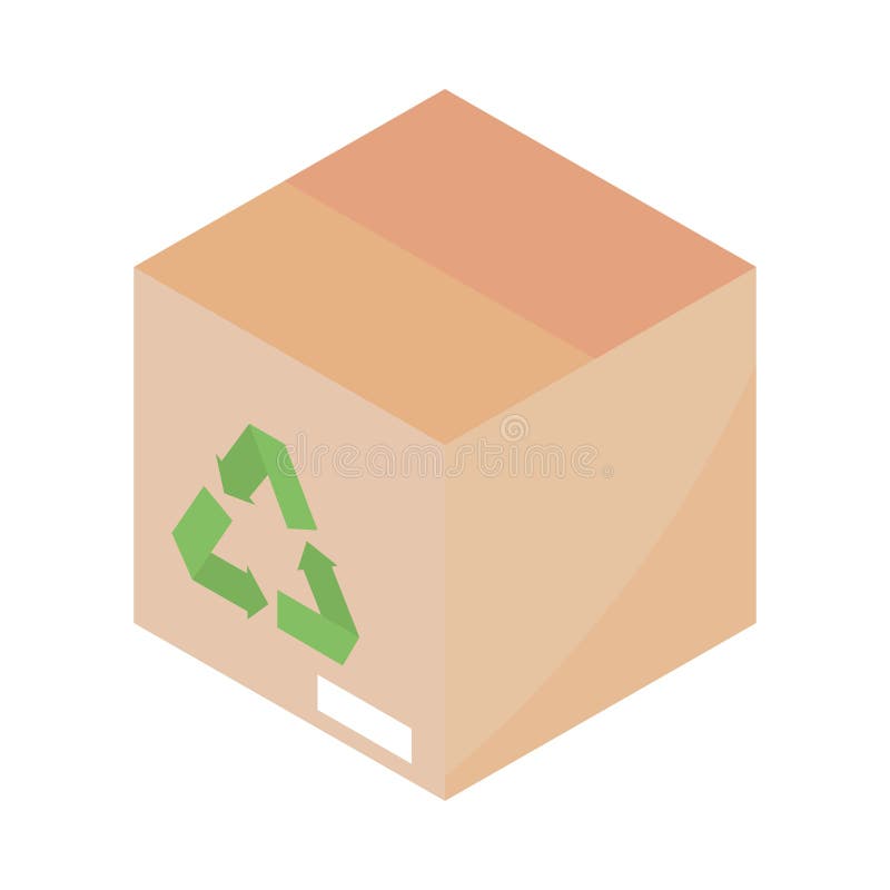 Recycle Cardboard Box Flat Icon on White Stock Vector - Illustration of ...