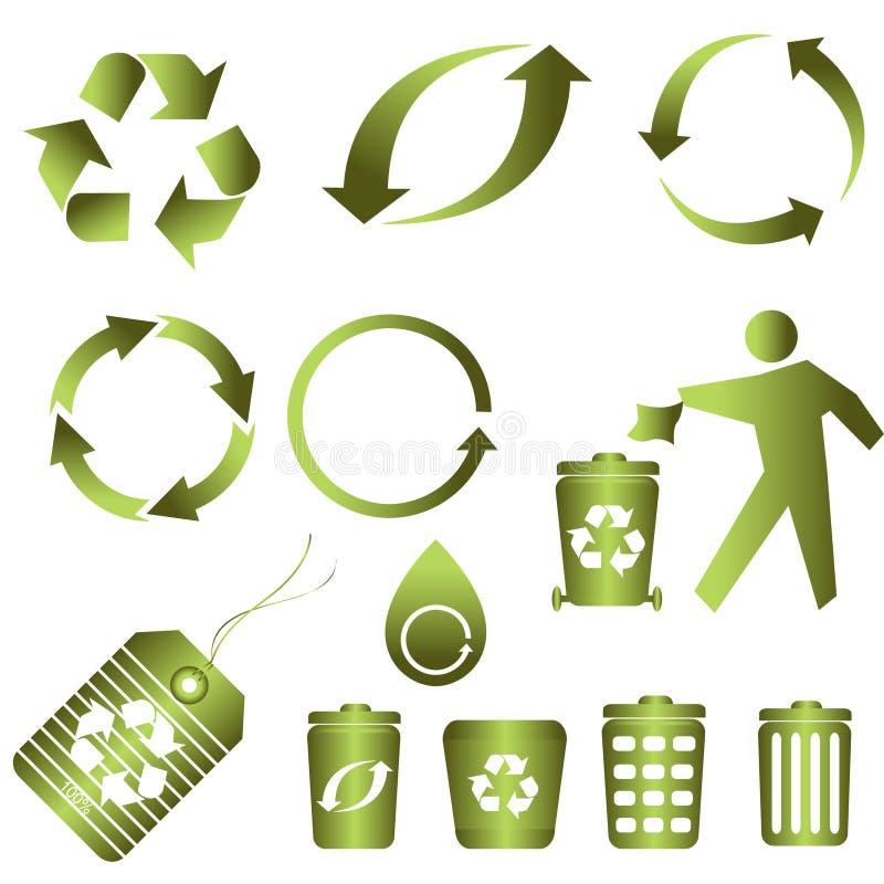 Recycling and Clean Environment Icon Set Stock Vector - Illustration of ...