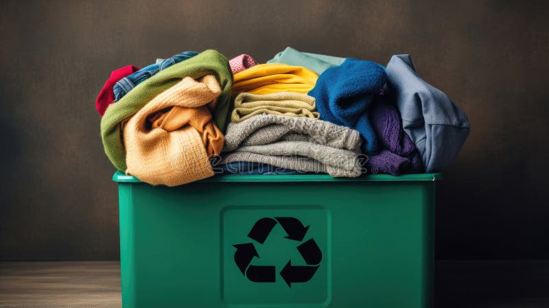 Recycle Clothes Concept. Recycling Box Full of Clothes Stock ...