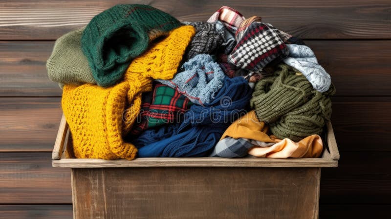 Recycle Clothes Concept. Recycling Box Full of Clothes Stock ...