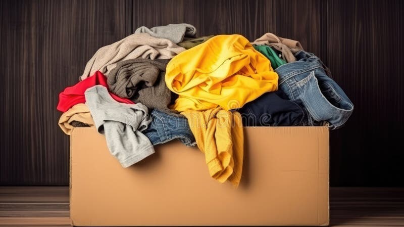 Recycle Clothes Concept. Recycling Box Full of Clothes Stock ...