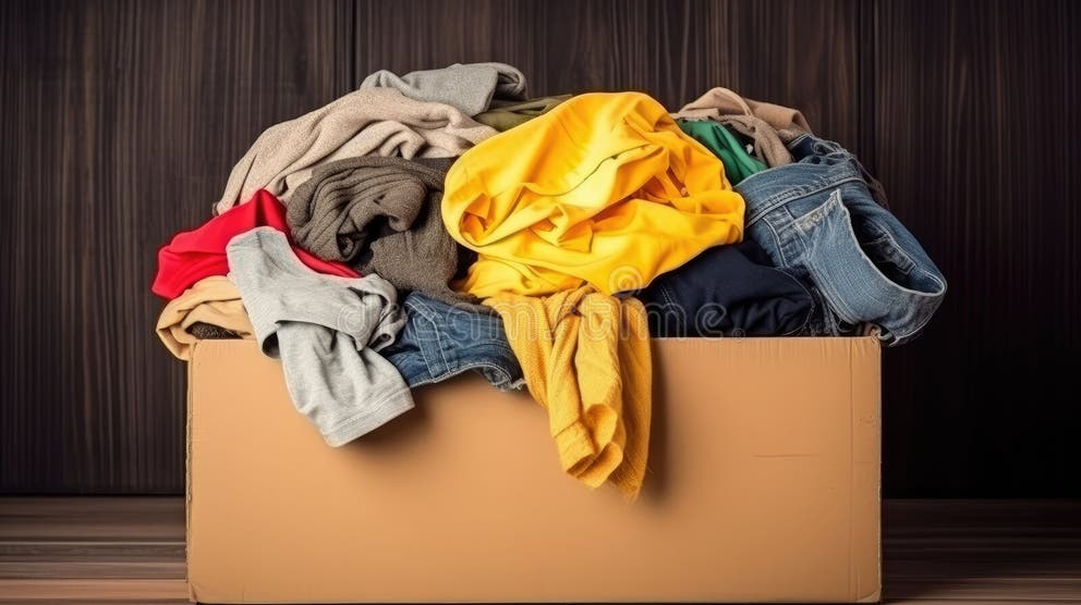 Recycle Clothes Concept. Recycling Box Full of Clothes Stock ...