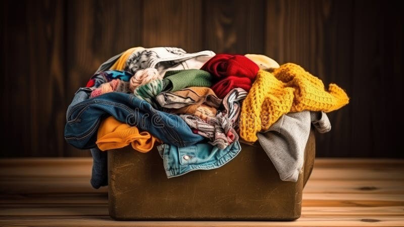 Recycle Clothes Concept. Recycling Box Full of Clothes Stock Photo ...