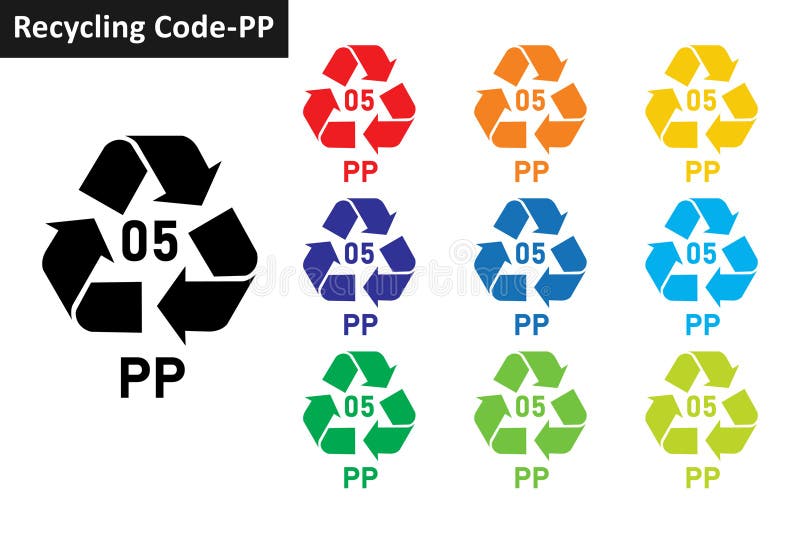 PP Plastic Recycling Code Icon Set. Mobius Strip Plastic Recycling ...