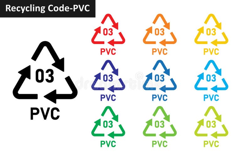 Recycle Code PVC Set. Plastic Recycling Symbols 03 PVC. Stock Vector ...