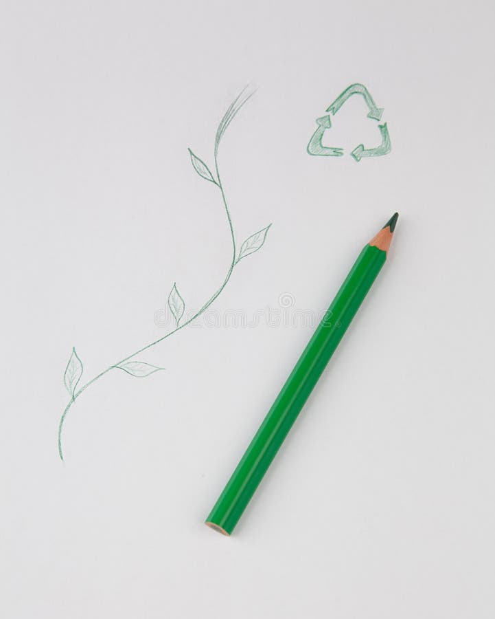 Recycle Concept in Drawing and a Pencil Stock Image - Image of natural ...