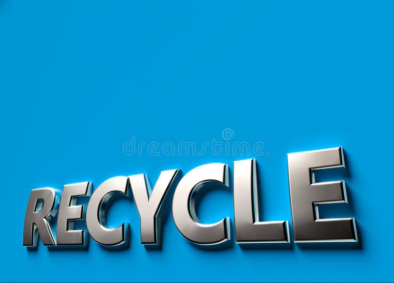 Recycle 3D Sign or Logo Concept Placed on Blue Surface with Copy Space ...