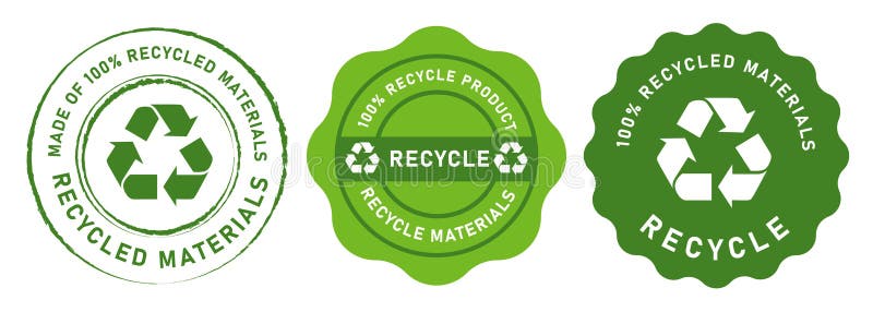 Recycle Emblem Round Tag 100 Percent Made from Recycle Materials Green ...