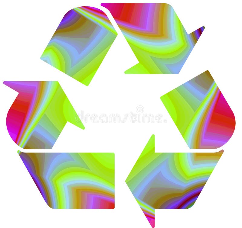 Recycle on funky rainbow stock illustration. Illustration of decorative ...