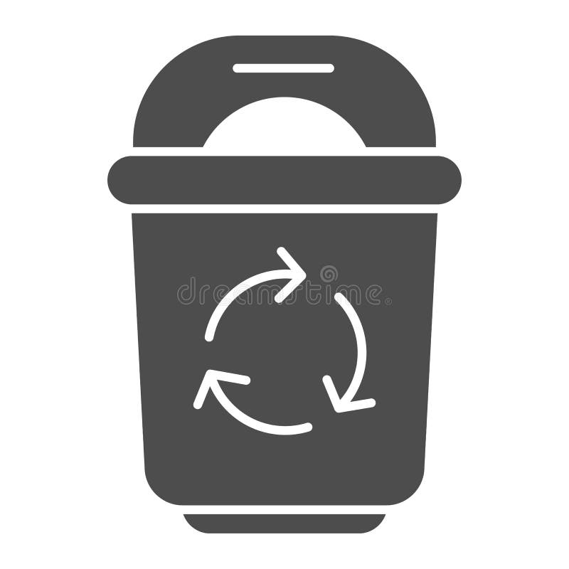 Recycle Garbage Solid Icon. Bin with Recycle Symbol Vector Illustration ...