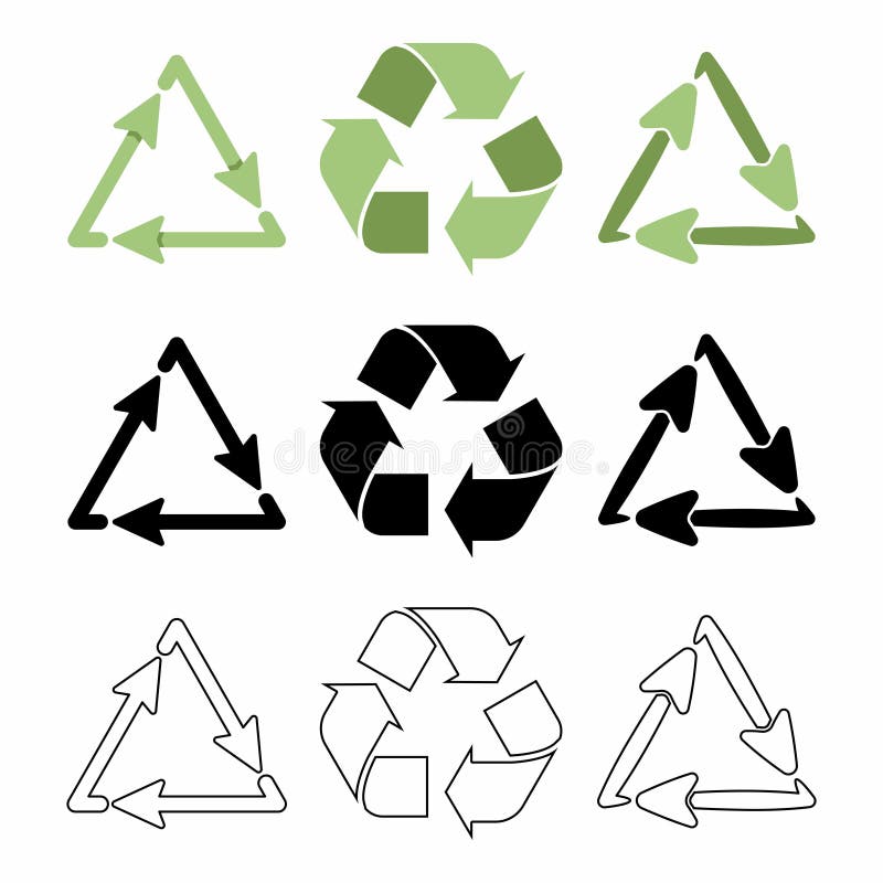 Recycle Green and Black Eco Arrows Icon Set. Recycling Symbol Stock ... Recycle Green and Black Eco Arrows Icon Set. Recycling Symbol Stock ...