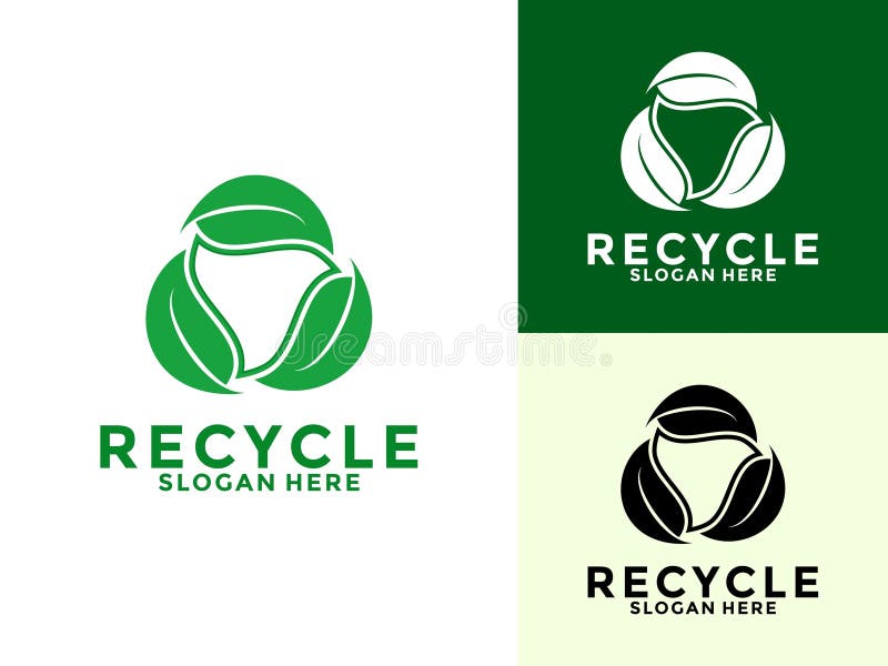 Recycle with Green Leaf, Recycling Ecology Logo, Eco and Save Planet ...