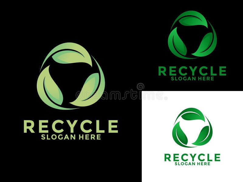 Recycle with Green Leaf, Recycling Ecology Logo, Eco and Save Planet ...
