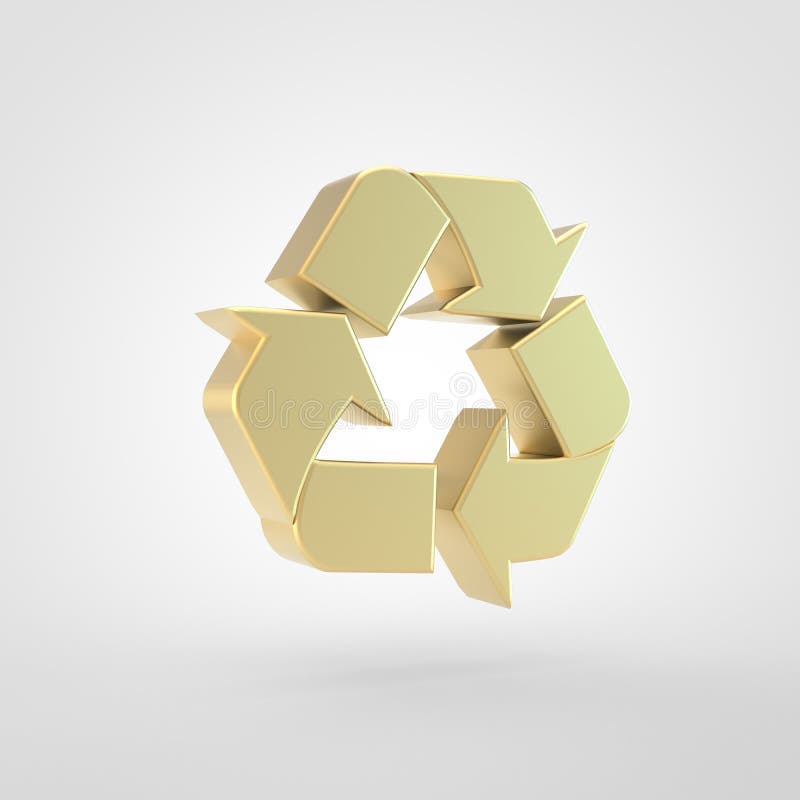 Recycle Icon. Golden Recycle Symbol on Red Matte Gold Plate Stock ...