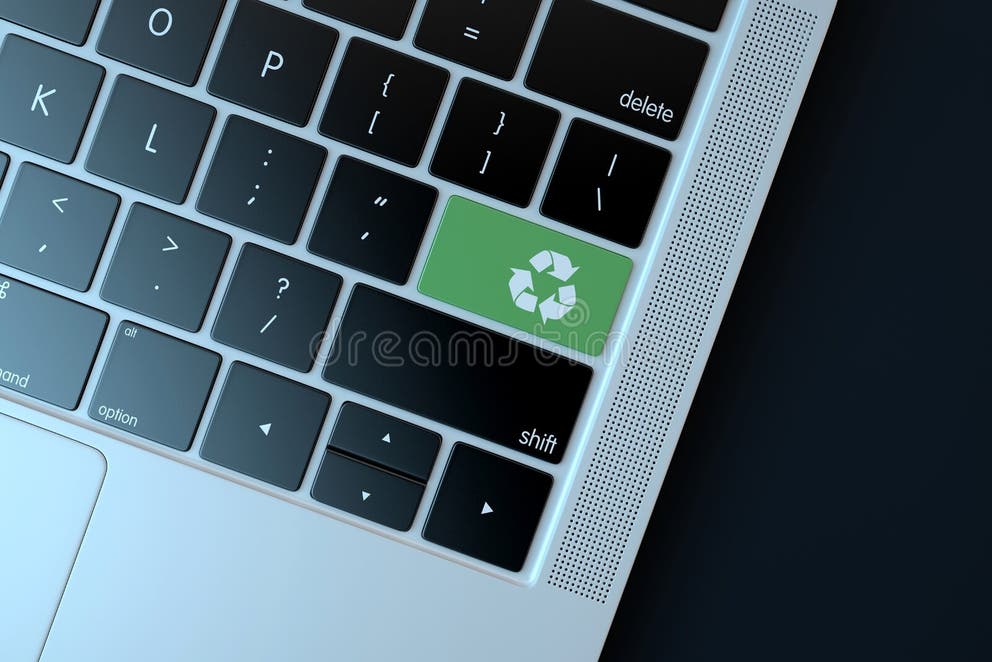 Recycle Icon on Laptop Keyboard. Technology Concept Stock Illustration ...