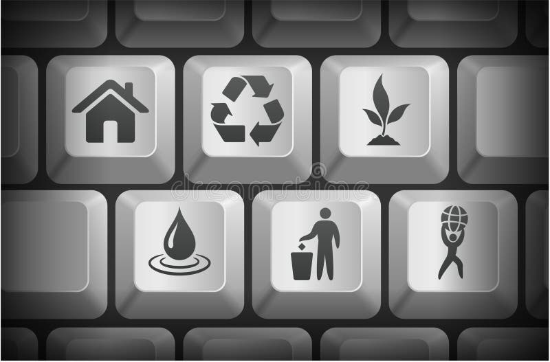 Recycle Icons on Computer Keyboard Buttons Stock Illustration ...