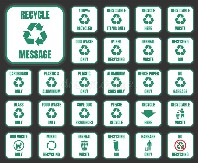 Recycle icons set stock vector. Illustration of design - 100212805