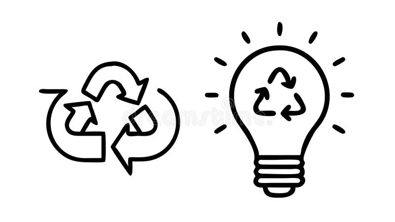 Recycle Idea Lightbulb Icon Vector Illustration, Green Innovation ...