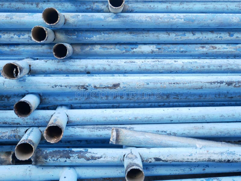 Recycle Iron Tube, Rusty Used Metal Background, Blue Steel Bar Stock ...