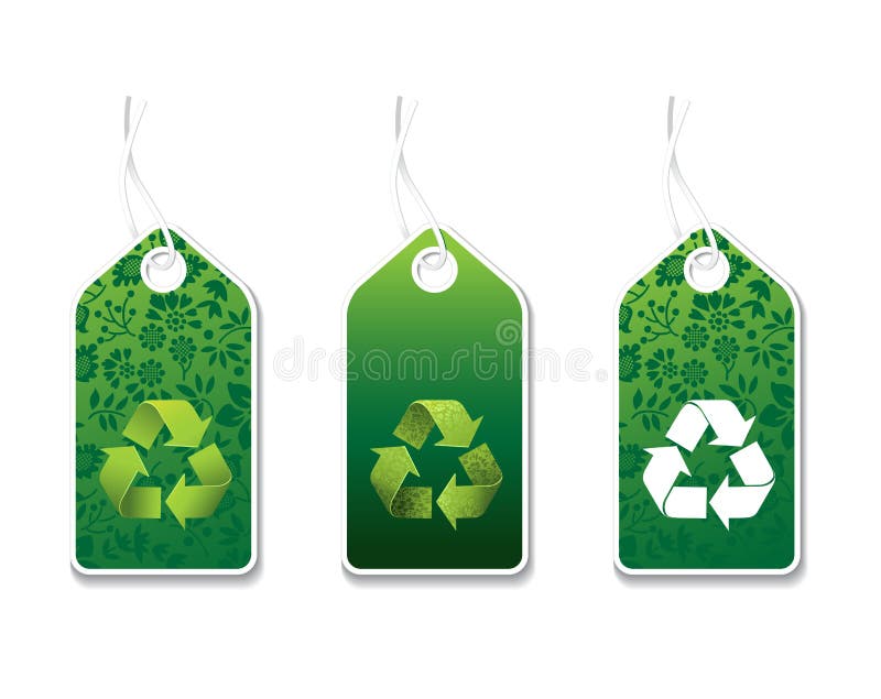 Vector GREEN RECYCLED Labels Stock Vector - Illustration of rectangle ...