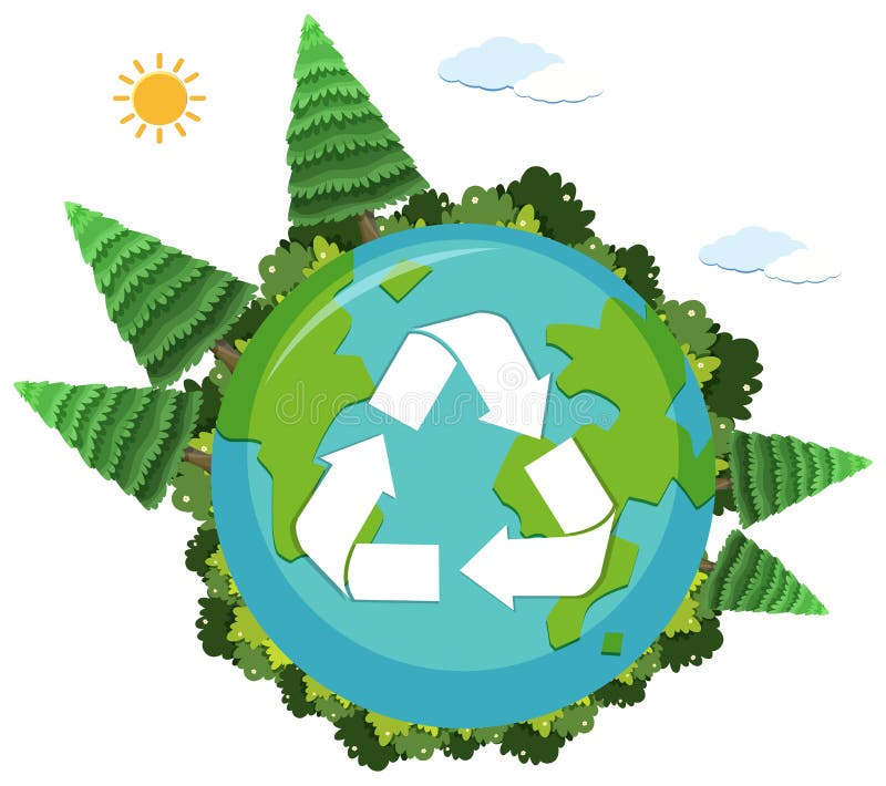 A Recycle Logo on Nature Globe Stock Vector - Illustration of vector ...