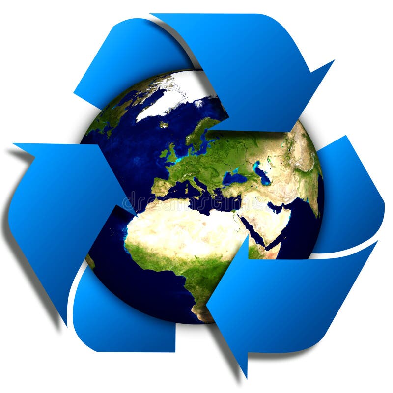 Recycle Logo with Tree and Earth. Eco Globe with Recycle Signs Stock ...